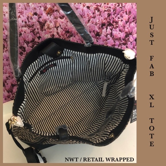 JustFab | Bags | Just Fab Black Brown Vegan Weekend Xl Tote Bag | Poshmark